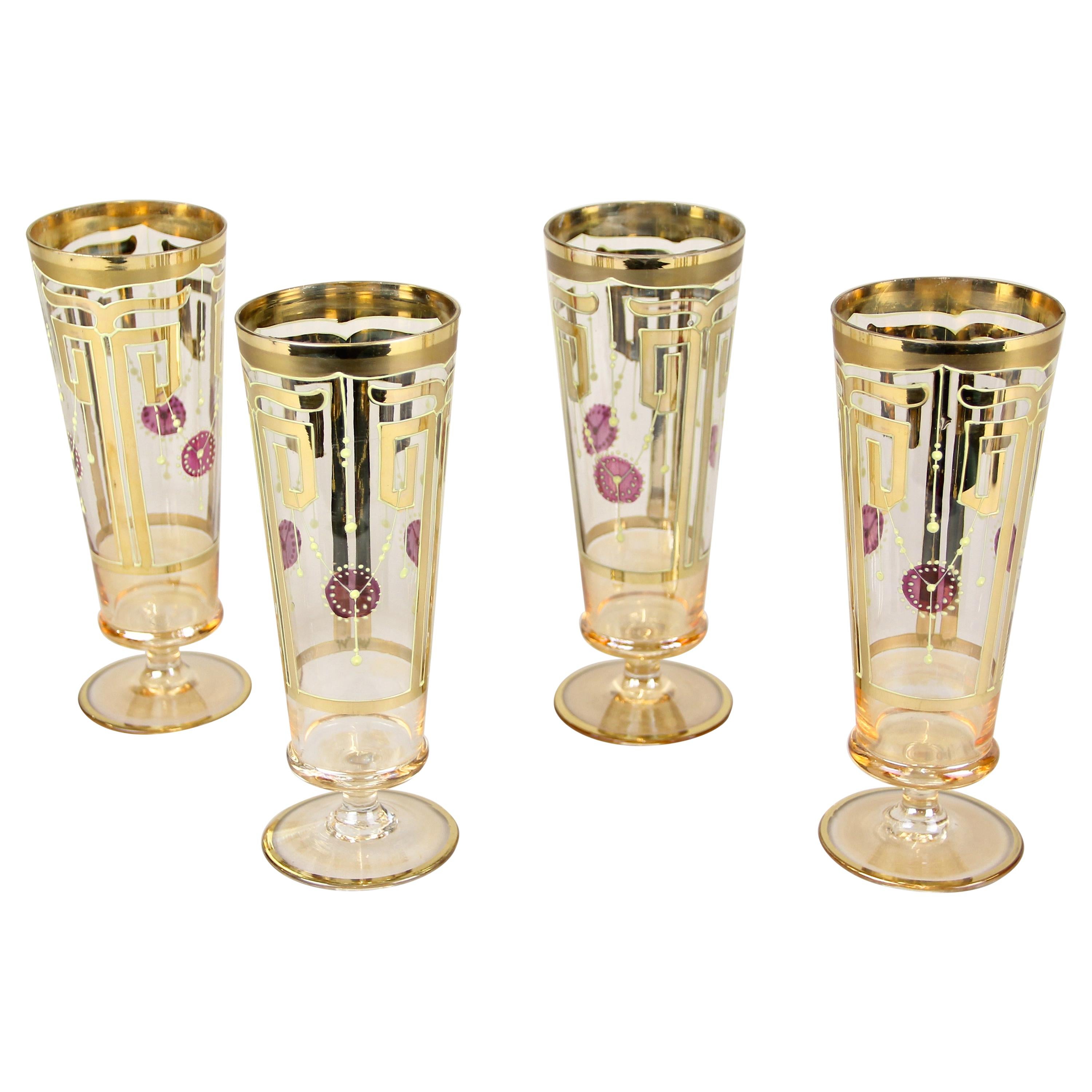 Vienna Secession Gilt Glasses Set of Four Art Nouveau, Austria, circa ...