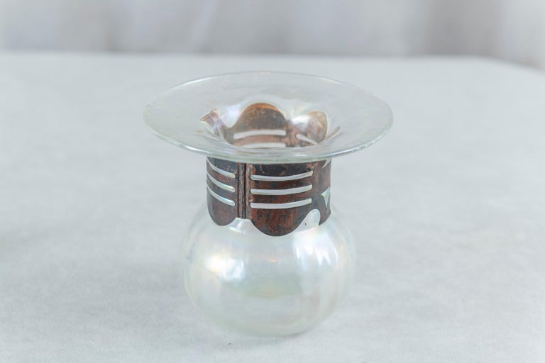 Vienna Secessionist Art Glass Vase w/ Copper Overlay, ca. 1910 For Sale ...