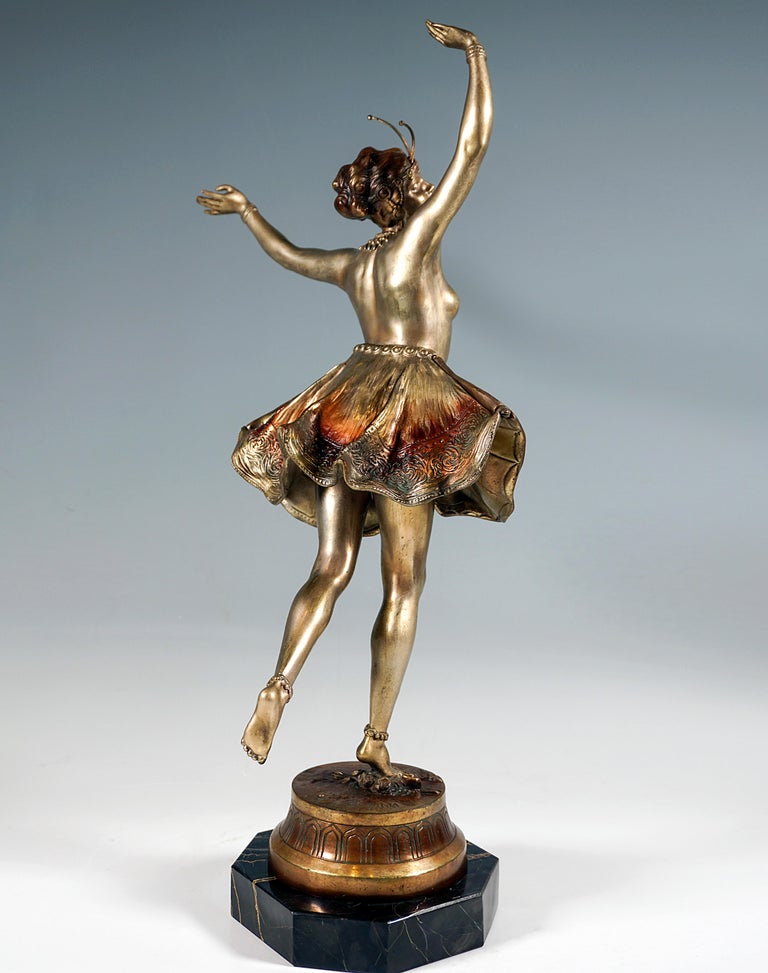 Viennese Bronze, Butterfly Dancer on Marble Base, by Richard Thuss ...