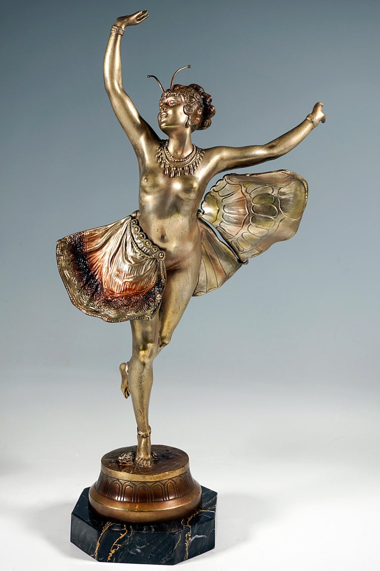 Viennese Bronze, Butterfly Dancer on Marble Base, by Richard Thuss ...