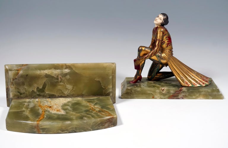 Viennese Bronze 'Fancy Dancer' On Onyx Base as a Bookend, by Gerdago ...