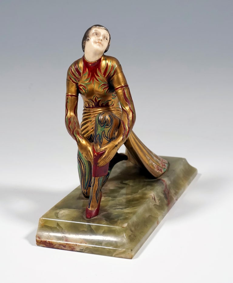 Viennese Bronze 'Fancy Dancer' On Onyx Base as a Bookend, by Gerdago ...