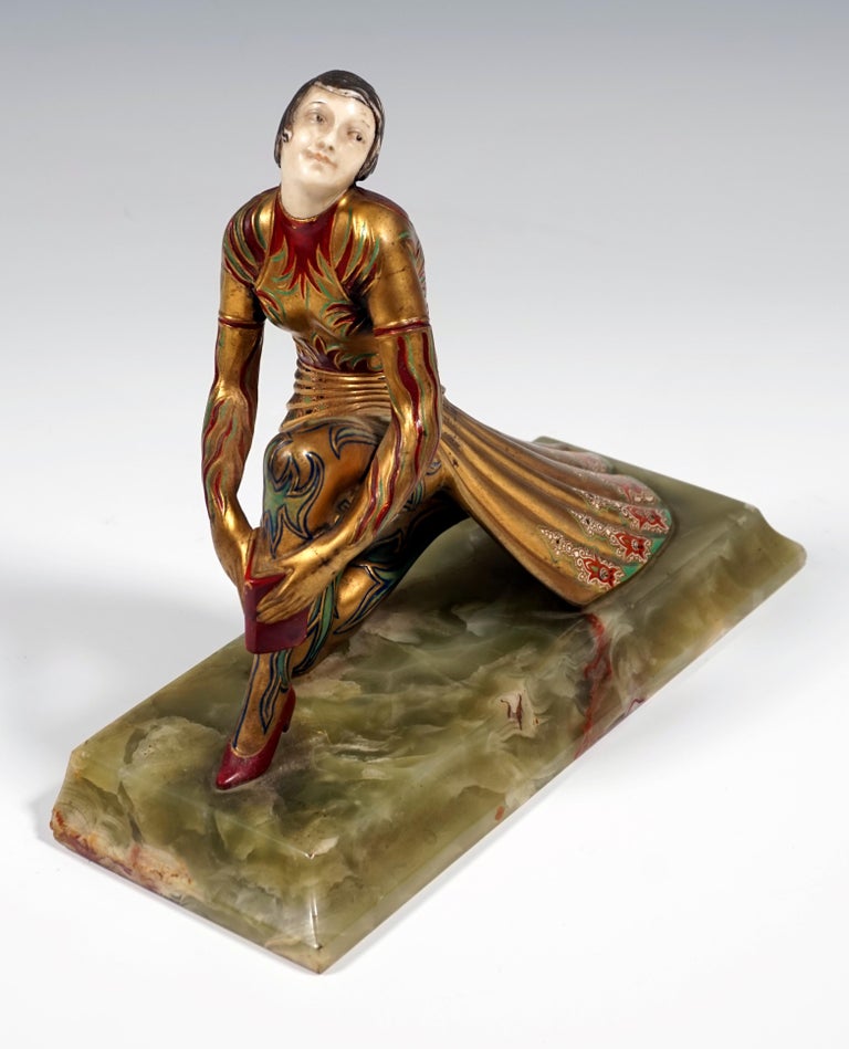 Viennese Bronze 'Fancy Dancer' On Onyx Base as a Bookend, by Gerdago ...