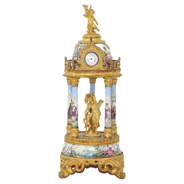 Viennese Classical Enamel Table Clock For Sale at 1stDibs