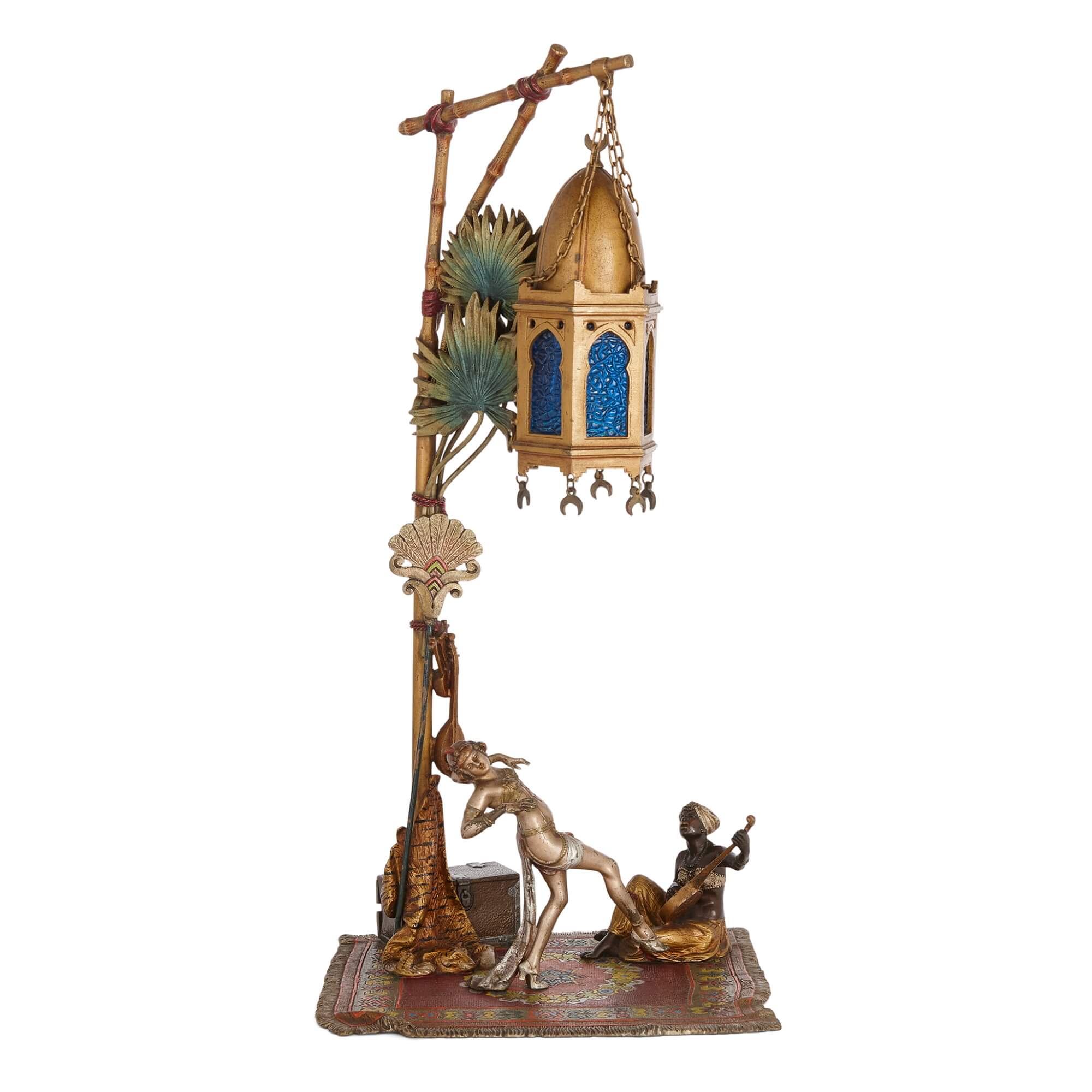 Viennese Cold-Painted Bronze Orientalist Figurative Lamp of a Dancer by ...