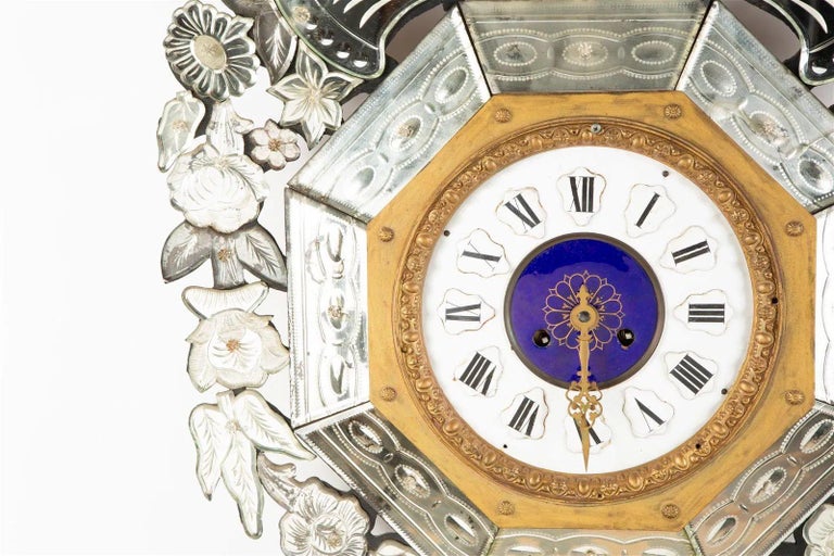 Viennese Enamel and Mirrored Hanging Wall Clock, Porcelain Face, Art ...