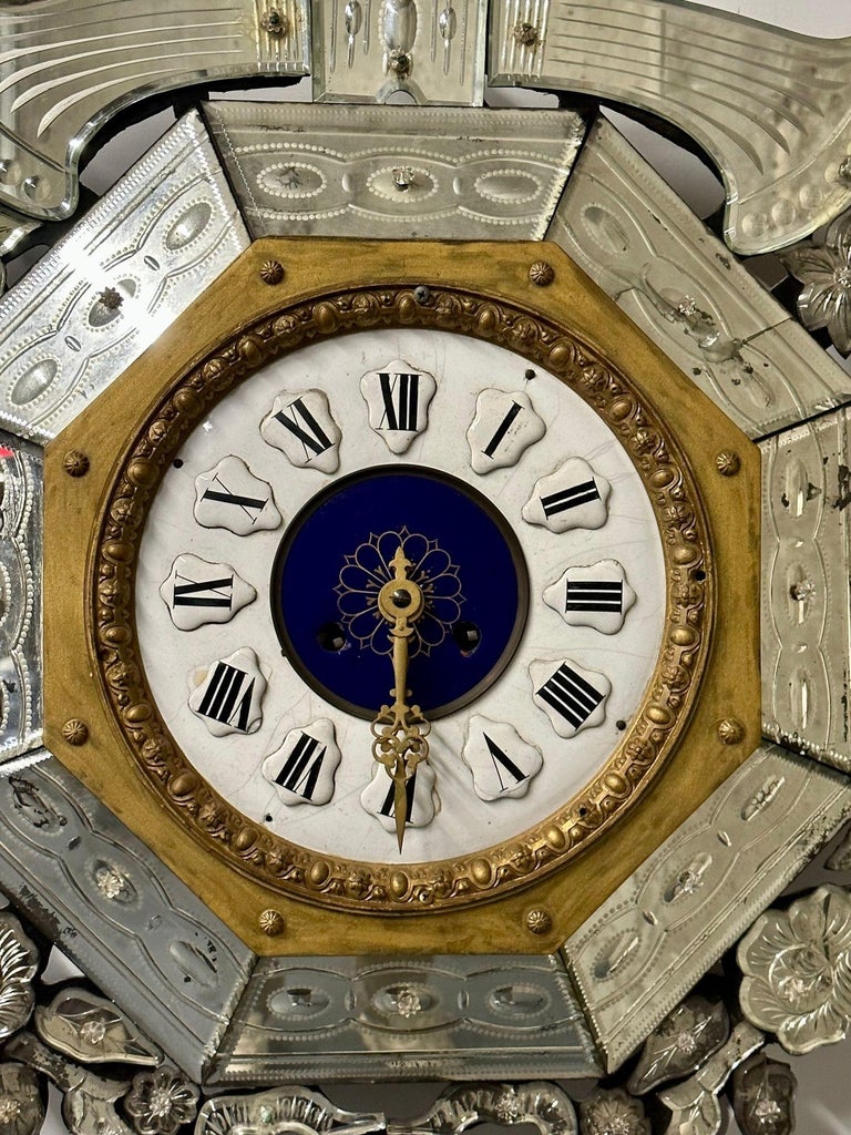 Viennese Enamel and Mirrored Hanging Wall Clock, Porcelain Face, Art ...