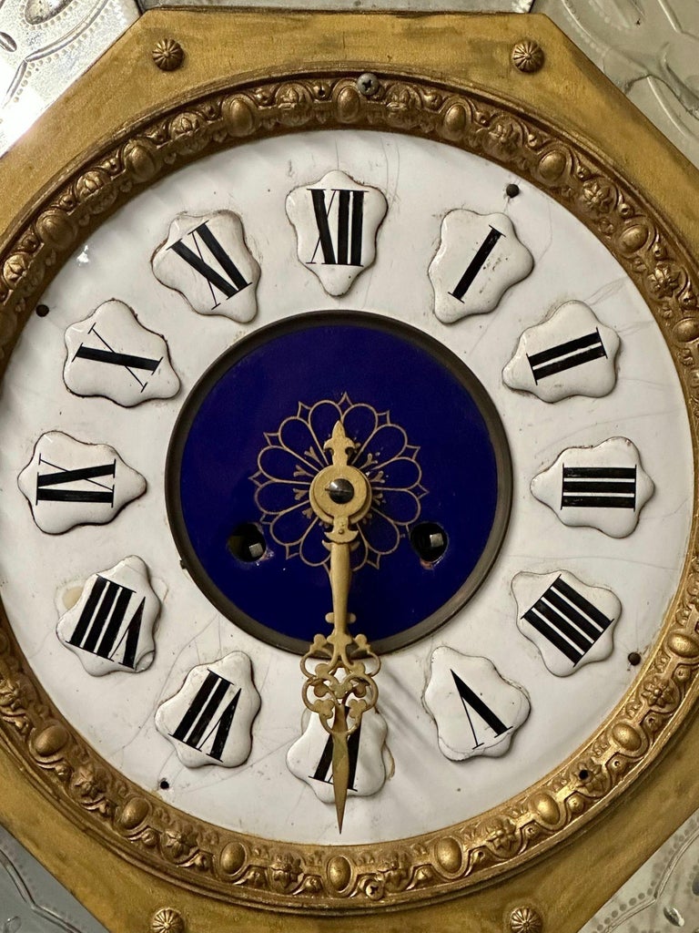 Viennese Enamel and Mirrored Hanging Wall Clock, Porcelain Face, Art ...