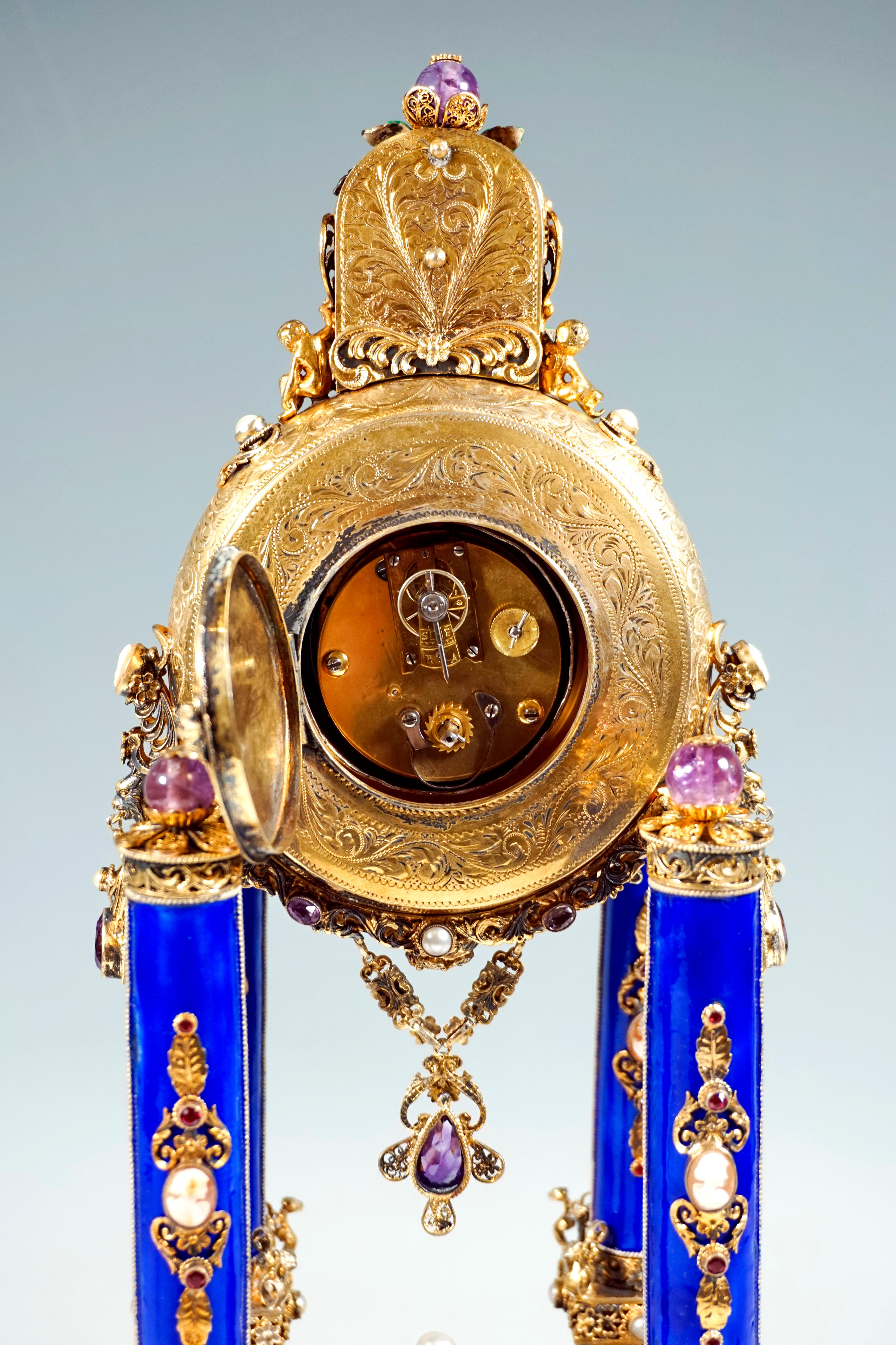 Viennese Silver Historicism Splendour Clock with Musical Movement ...