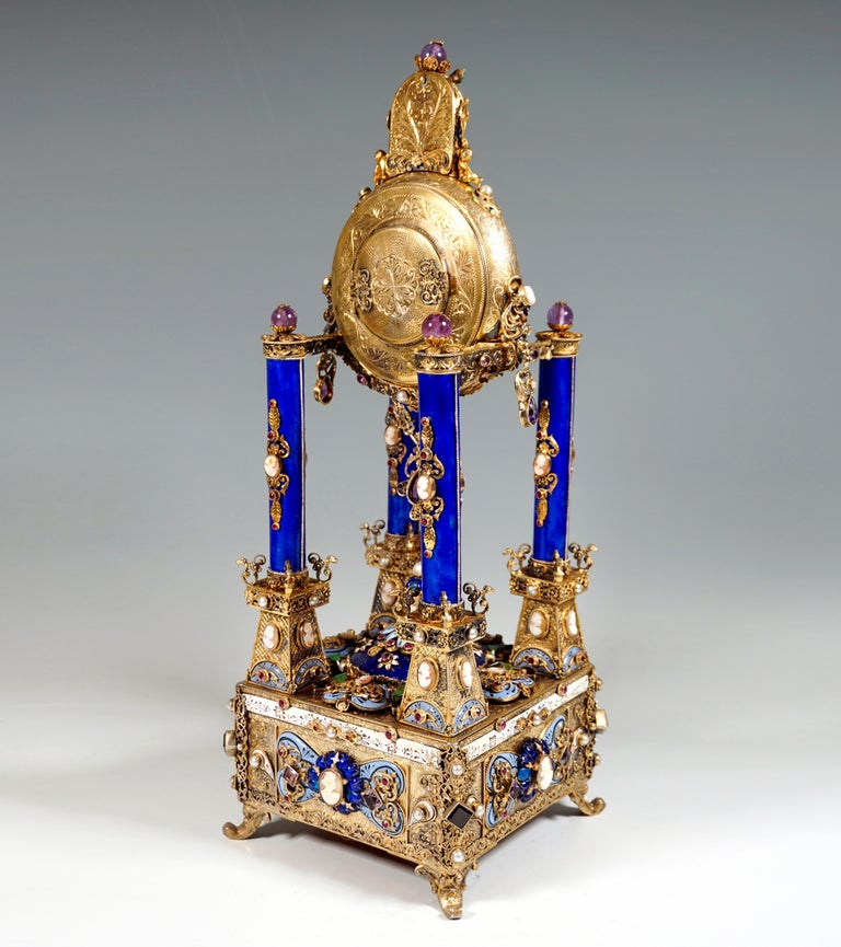 Viennese Silver Historicism Splendour Clock with Musical Movement ...