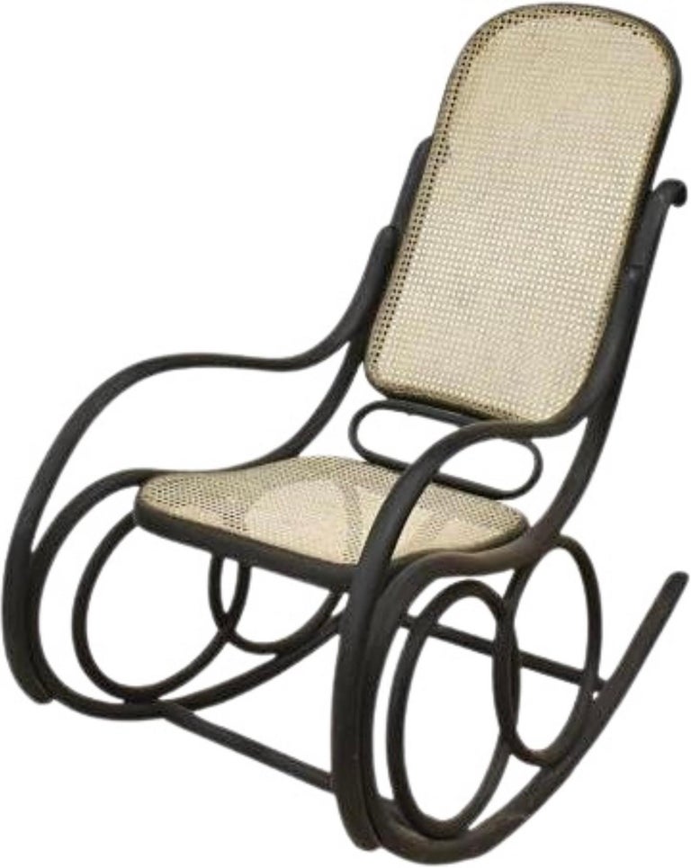 Viennese Thonet Bentwood Cane Rocking Chair For Sale at 1stDibs