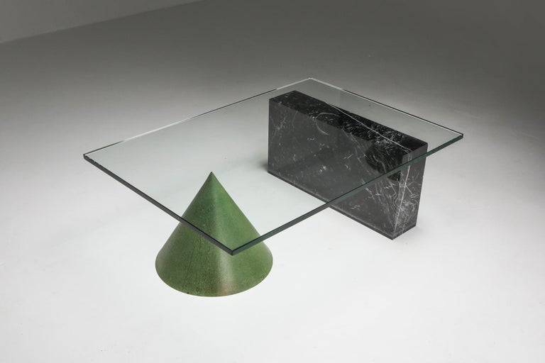 Vignelli Marble and Copper 'Kono' Coffee Table at 1stDibs