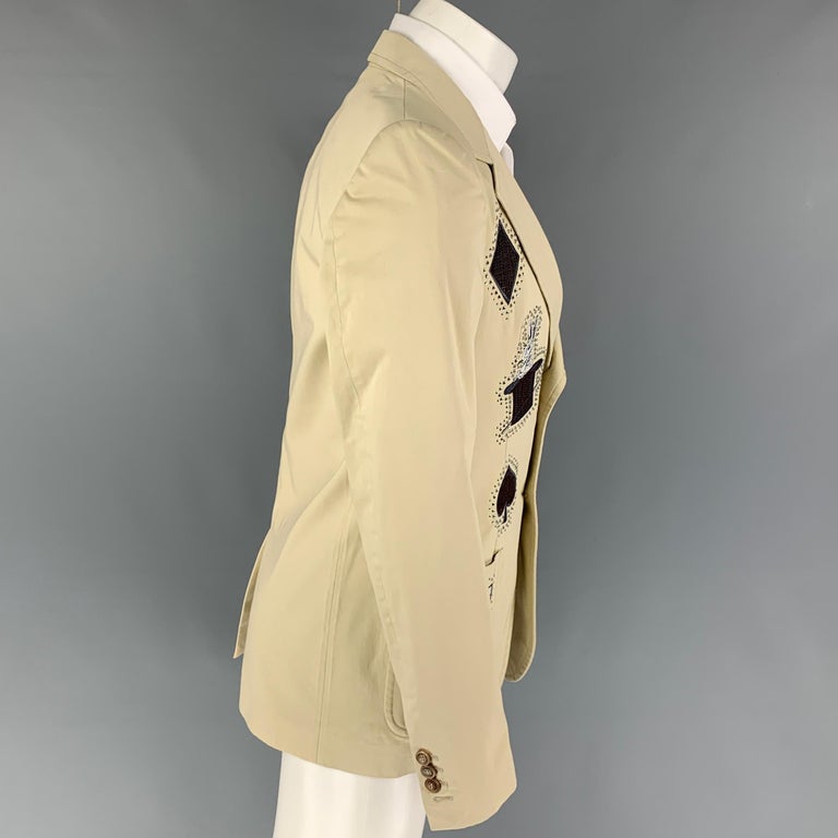 VIKTOR and ROLF Size 36 Beige Applique Cotton Metal Sport Coat For Sale ...