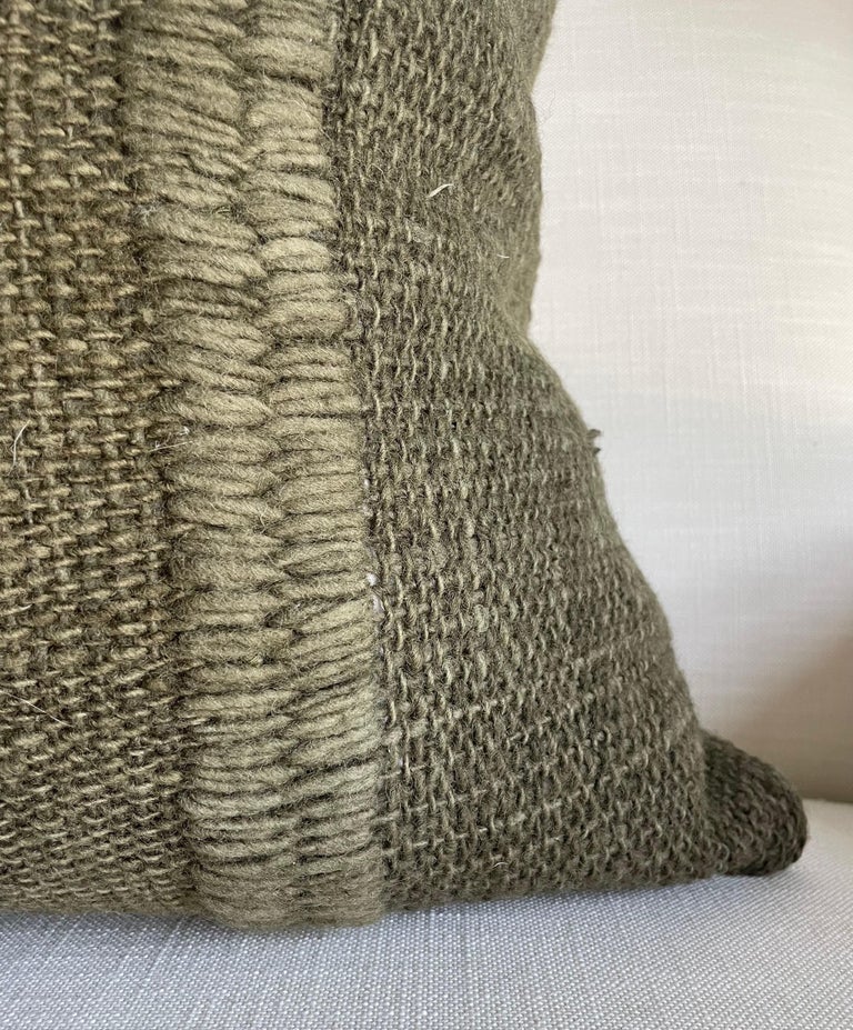 Vilana Deep Olive Wool Patchwork Pillow with Down Insert For Sale at ...