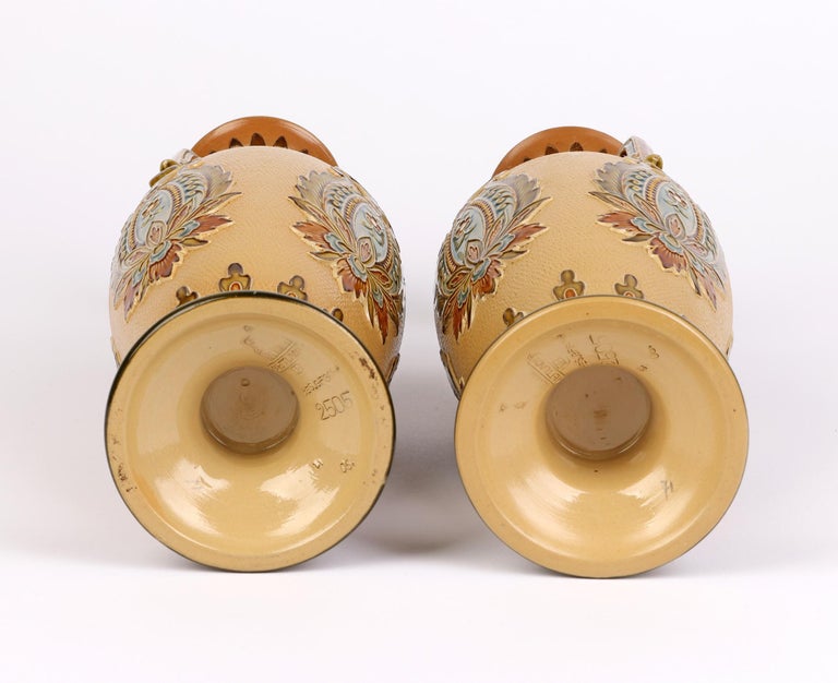 Villeroy and Boch Mettlach Art Nouveau Pair Stoneware Vases For Sale at ...