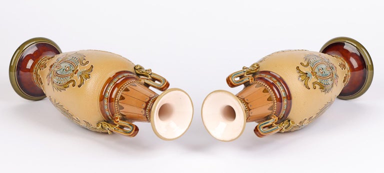 Villeroy and Boch Mettlach Art Nouveau Pair Stoneware Vases For Sale at ...