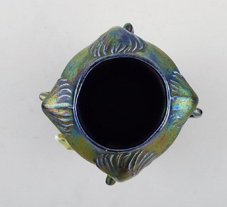 Vilmos Zsolnay for Zsolnay, Rare Art Nouveau Vase on Feet in Eozin ...