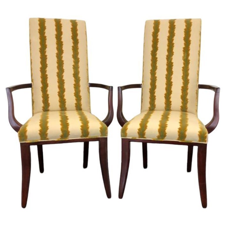 CHARLES STEWART Transitional Style Mahogany Armchairs - Pair For Sale ...