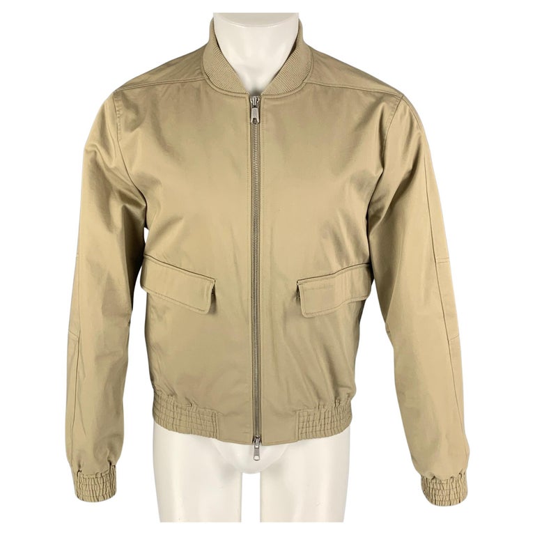 VINCE Size S Khaki Cotton Polyester Zip Up Jacket For Sale at 1stDibs