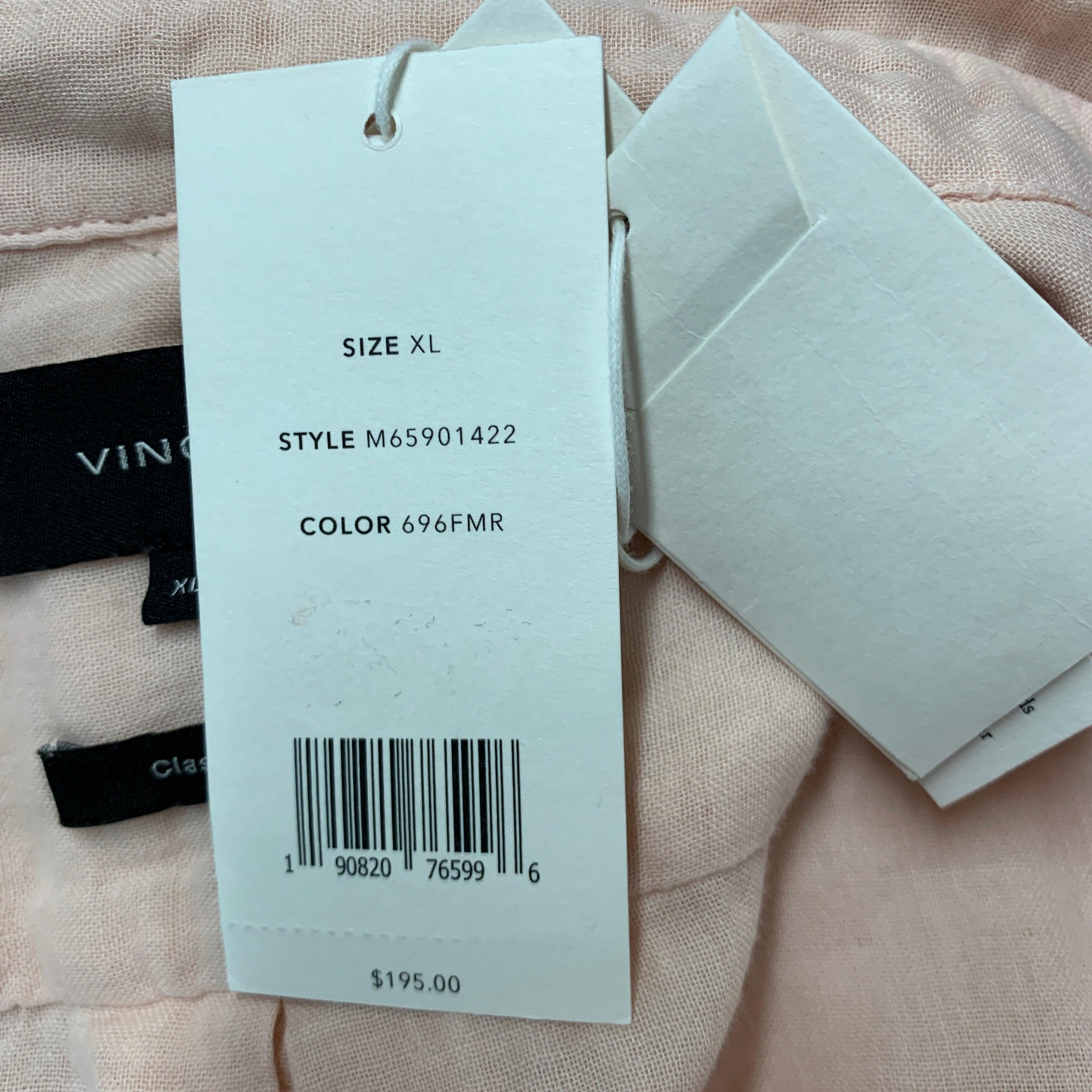 VINCE Size XL Orange Sorbet Cotton Long Sleeve Shirt For Sale at 1stDibs