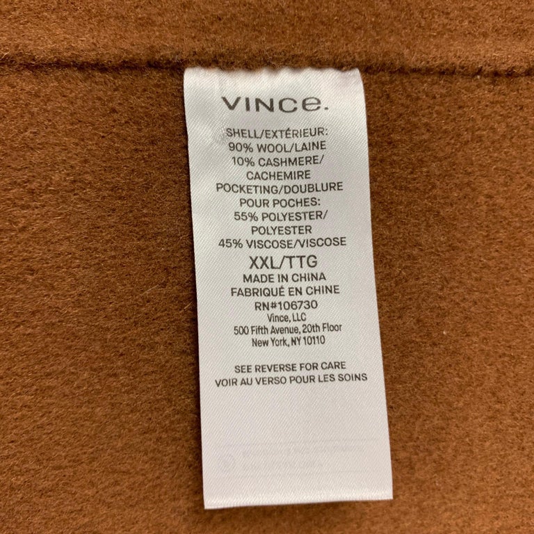 VINCE Size XXL Brown Herringbone Wool Cashmere Coat For Sale at 1stDibs