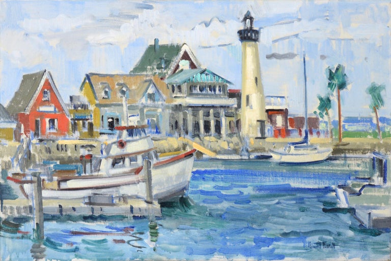 Vincent Farrell - Paysage marin de port Calm avec phare par l'artiste ...