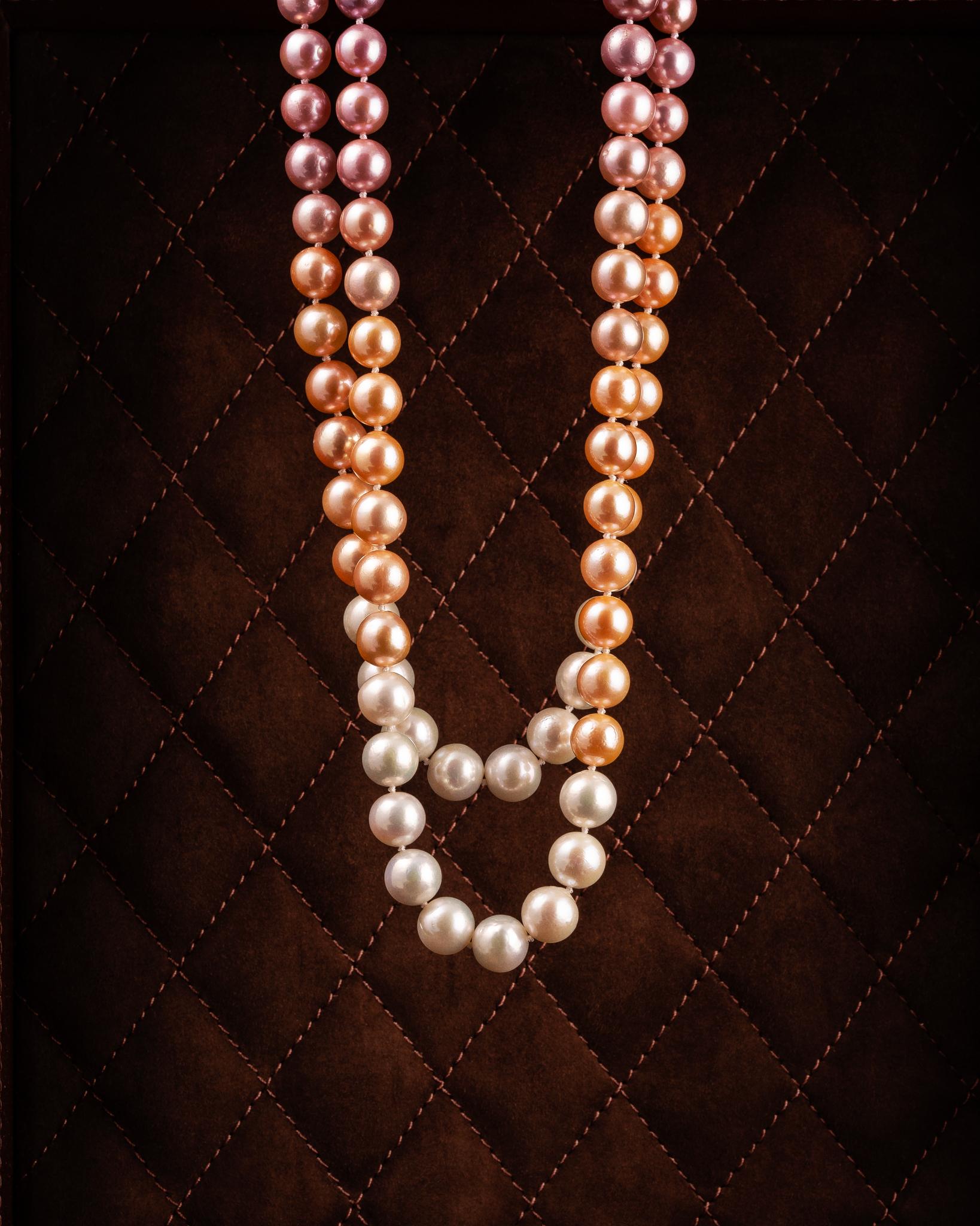 Vincent Peach Double Ombre Freshwater Edison Pearl Strand Necklace For