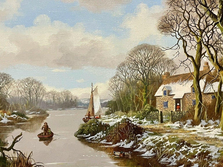 Vincent Selby - Large English Signed Oil - Winter Woodland Landscape ...