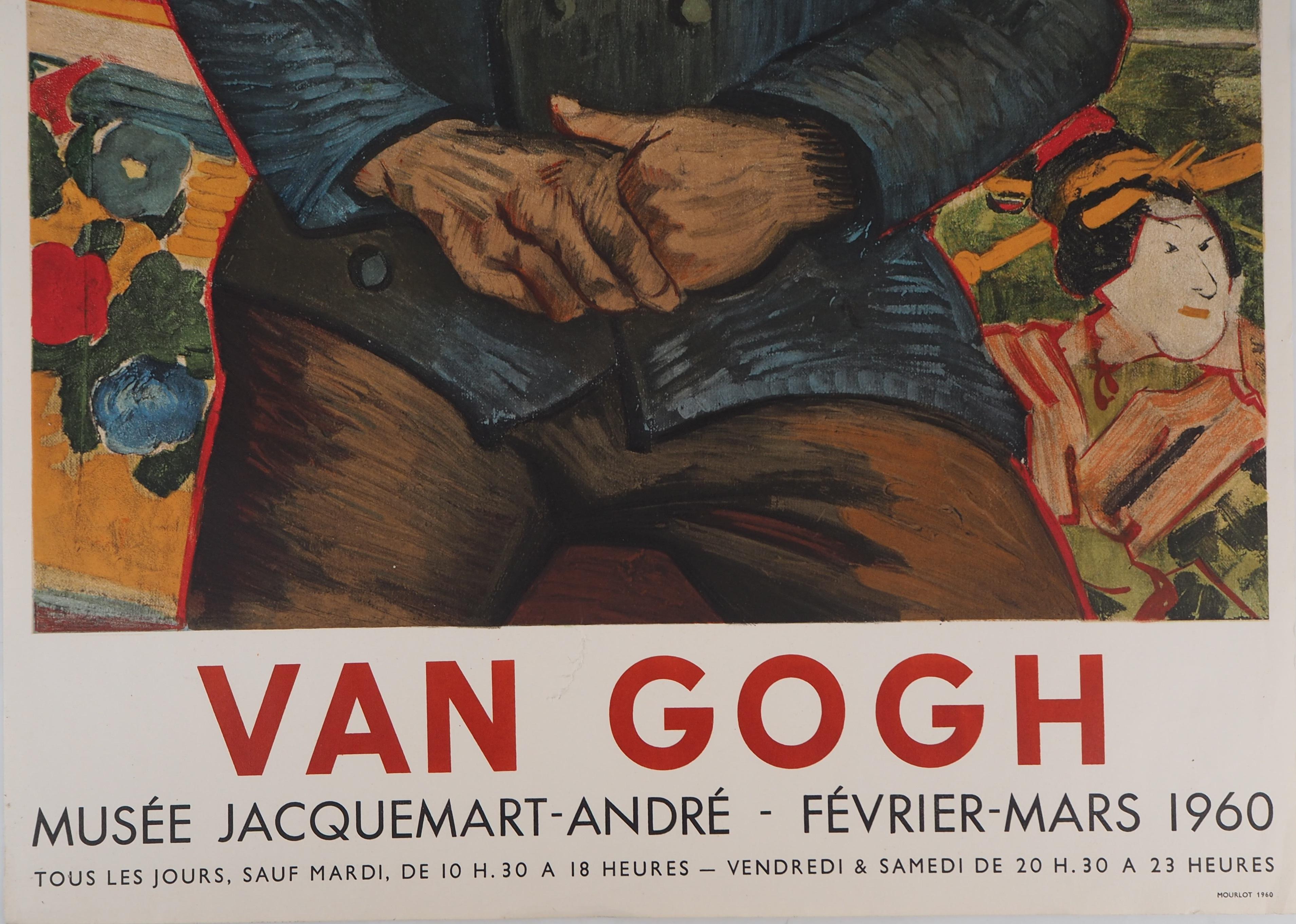 Vincent van Gogh - Father Tanguy (portrait) with Japanese background ...