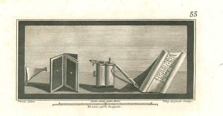 Vincenzo Aloja - Ancient Roman Still Life - Etching by Vincenzo Aloja ...