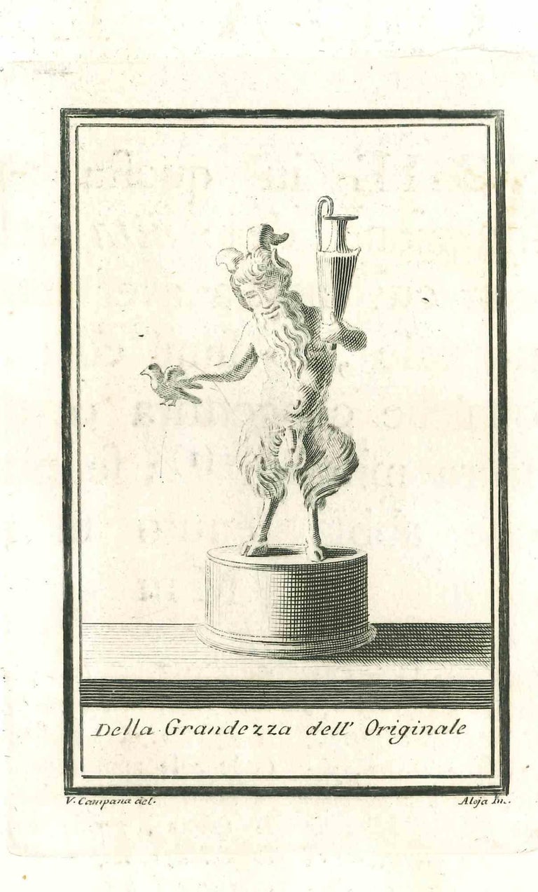 Vincenzo Aloja - Ancient Roman Statue of Satyr - Etching by Vincenzo ...