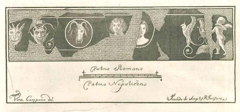 Vincenzo Campana - Pompeian Fresco - Etching by Vincenzo Campana - 18th ...