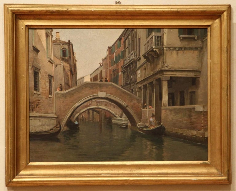 Vincenzo Caprile - View of Canal in Venice Landscape with Architectures ...