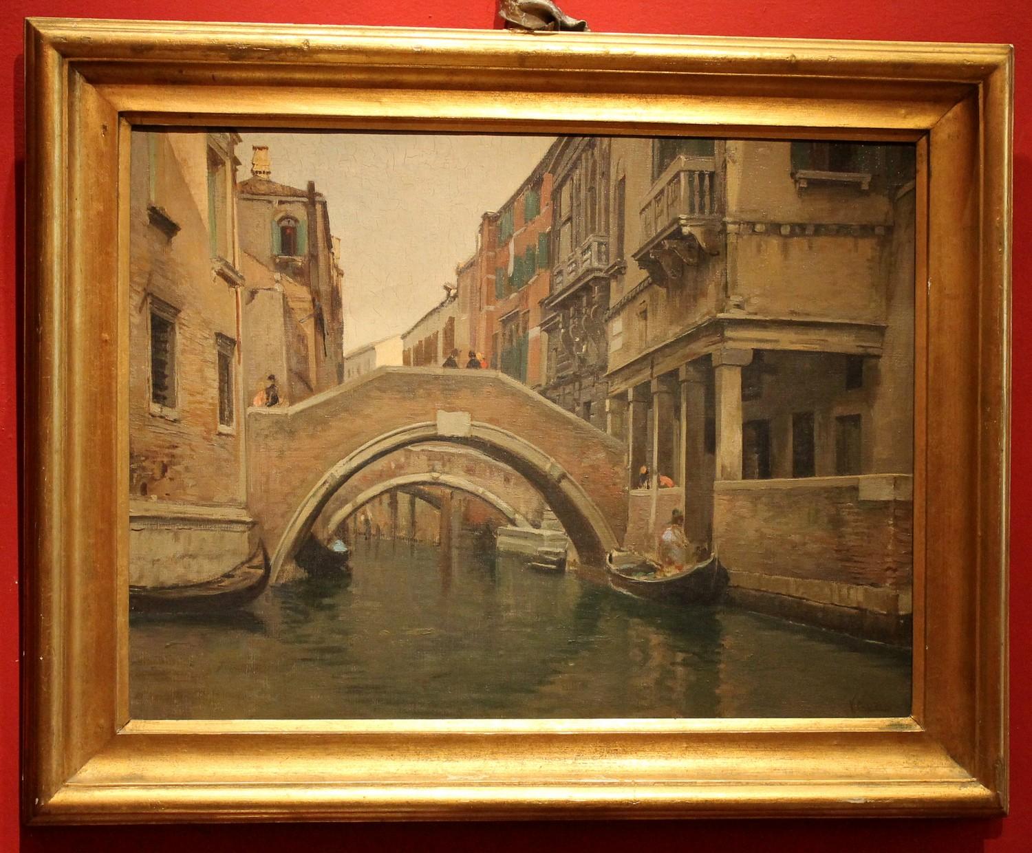 Vincenzo Caprile - View of Canal in Venice Landscape with Architectures ...