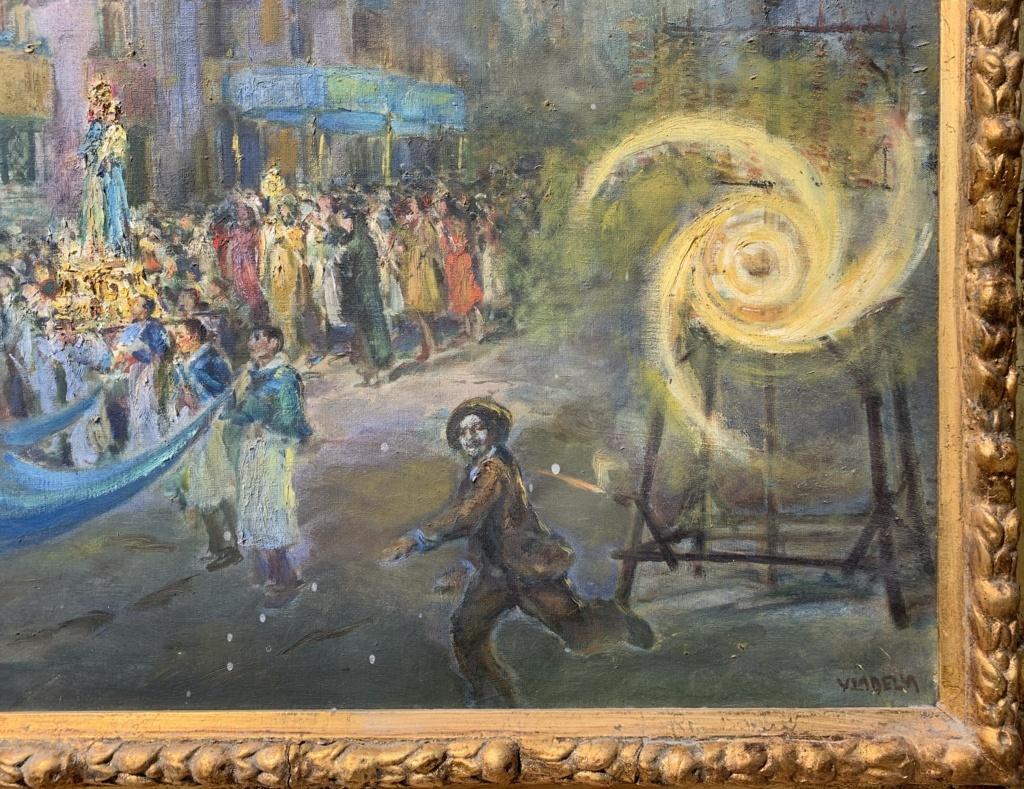 Vincenzo la Bella - Early 20th century Italian figure painting - Naples Festival - Oil on canvas ...