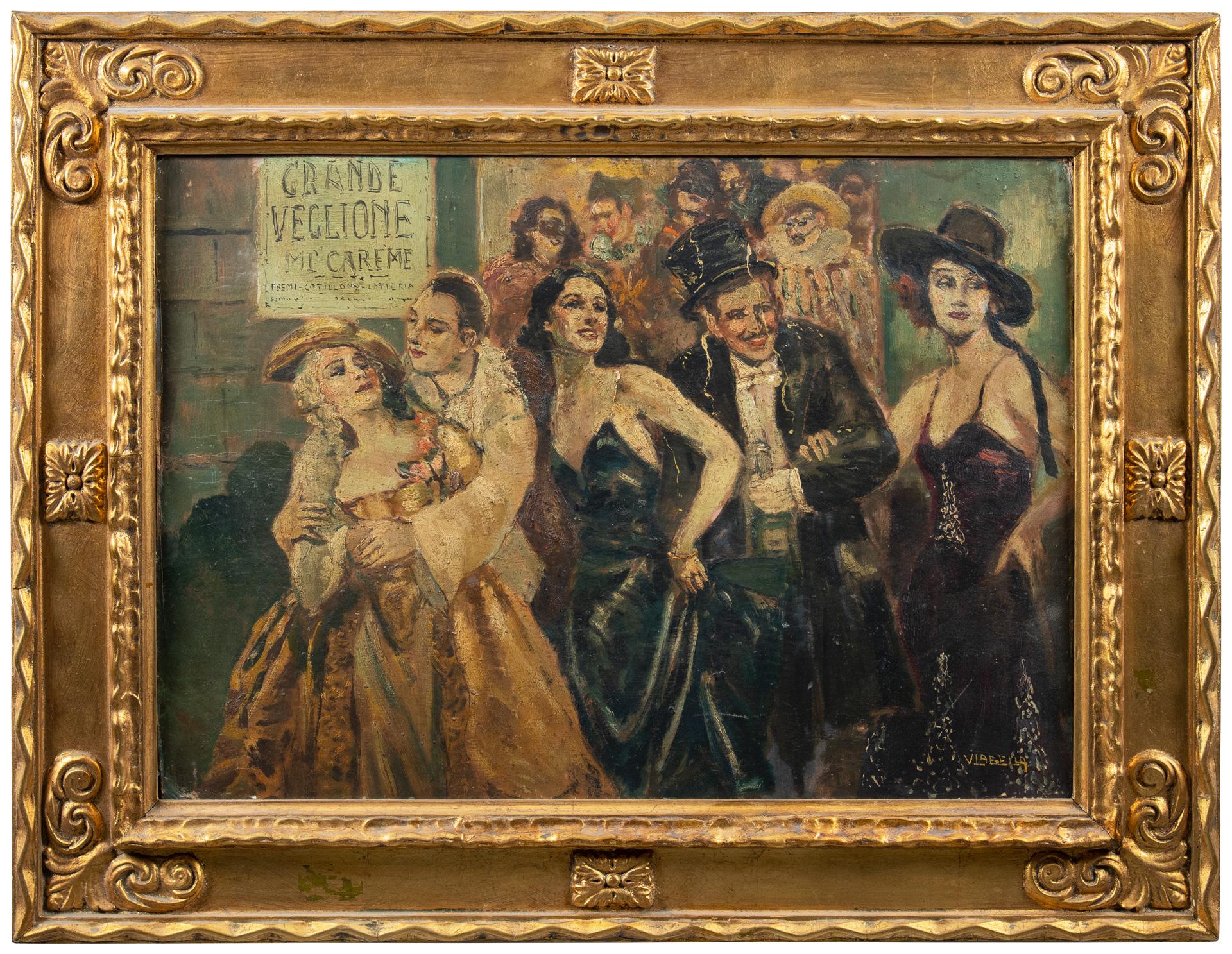 Vincenzo la Bella - Early 20th century Italian figure painting - Naples Festival - Oil on canvas ...