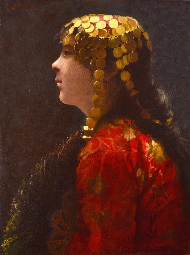 Vincenzo Loria - THE GOLDEN HEADDRESS, Italian 19th Century Oil ...