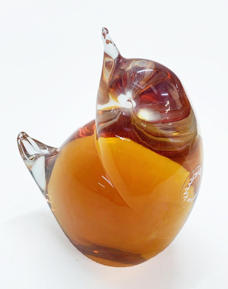 Vincenzo Nason Amber "Sommerso" Murano Glass Bird Italian Sculpture ...