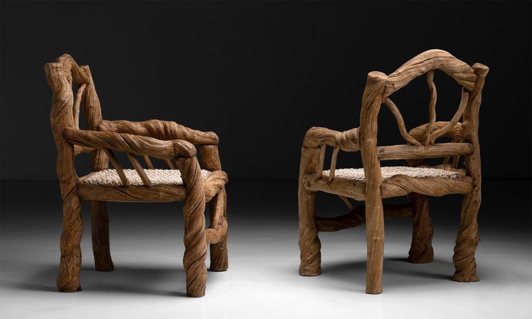 Vine Wood Armchairs, China Circa 1980 For Sale at 1stDibs