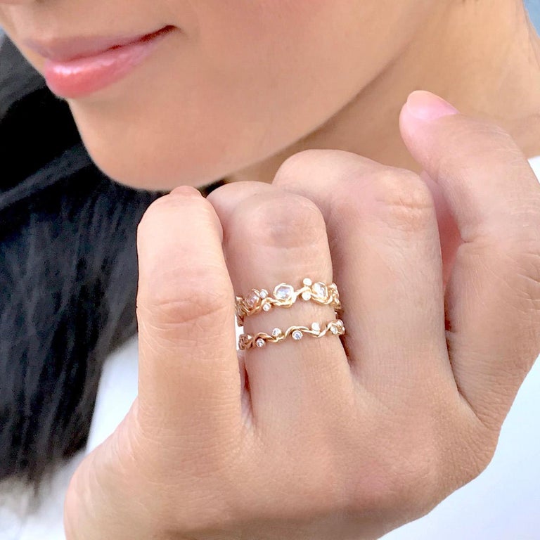 Vineyard 18 Karat Gold Rose Cut Diamond Eternity Wavy Band For Sale at ...