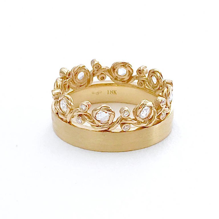 Vineyard 18 Karat Gold Rose Cut Diamond Eternity Wavy Band For Sale at ...
