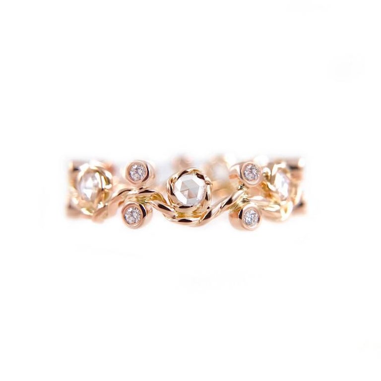 Vineyard 18 Karat Gold Rose Cut Diamond Eternity Wavy Band For Sale at ...