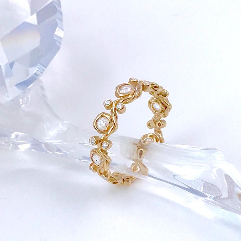 Vineyard 18 Karat Gold Rose Cut Diamond Eternity Wavy Band For Sale at ...
