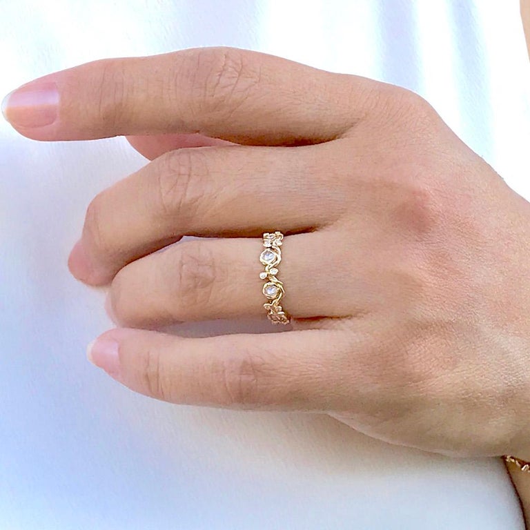 Vineyard 18 Karat Gold Rose Cut Diamond Eternity Wavy Band For Sale at ...