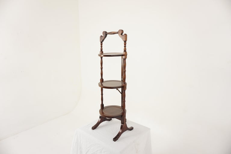 Vint. Solid Walnut 3 Tier Folding Cake Stand, Plant Stand, Scotland ...
