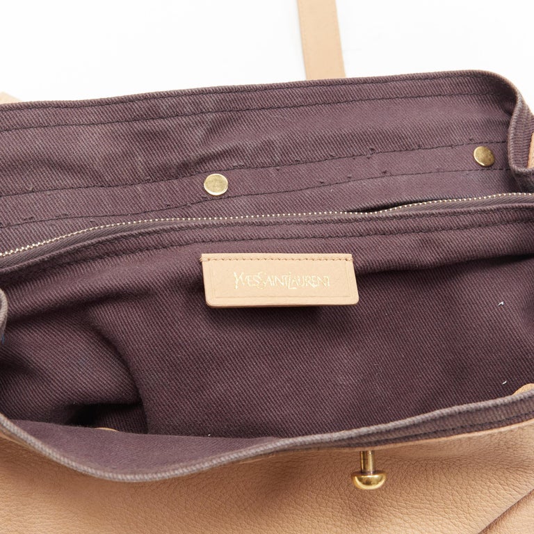 vintaga YVES SAINT LAURENT Muse Two beige leather top flap shoulder ...