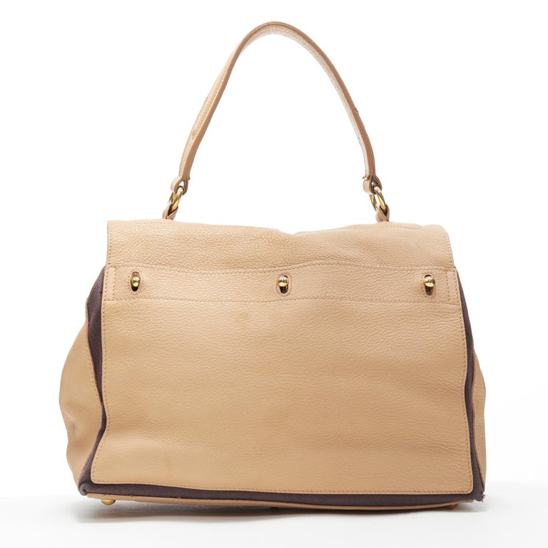 vintaga YVES SAINT LAURENT Muse Two beige leather top flap shoulder ...