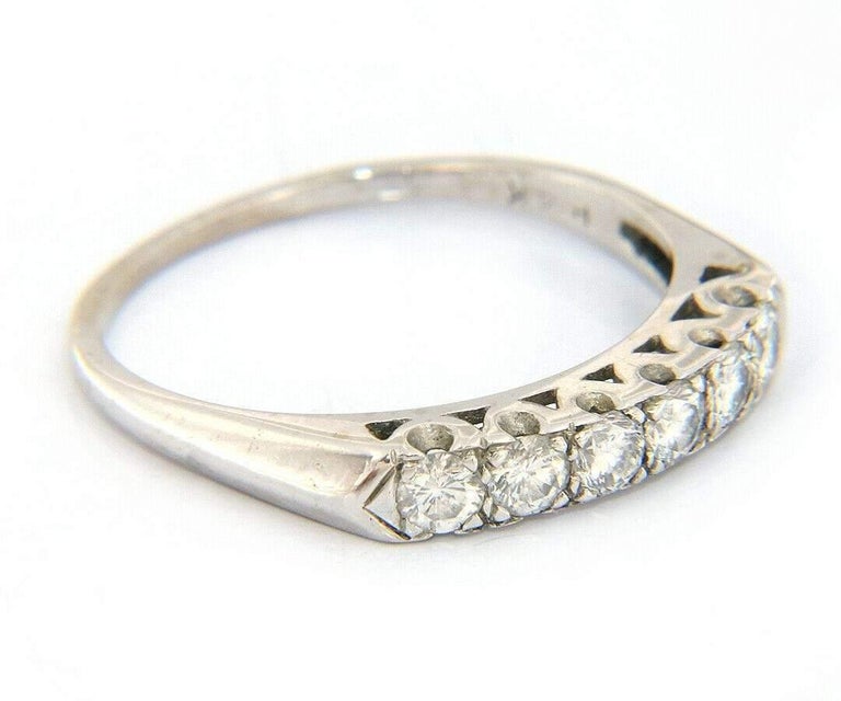 Vintage 0.60ctw Diamond Six Stone Anniversary Band Ring in 14K White Gold For Sale at 1stDibs