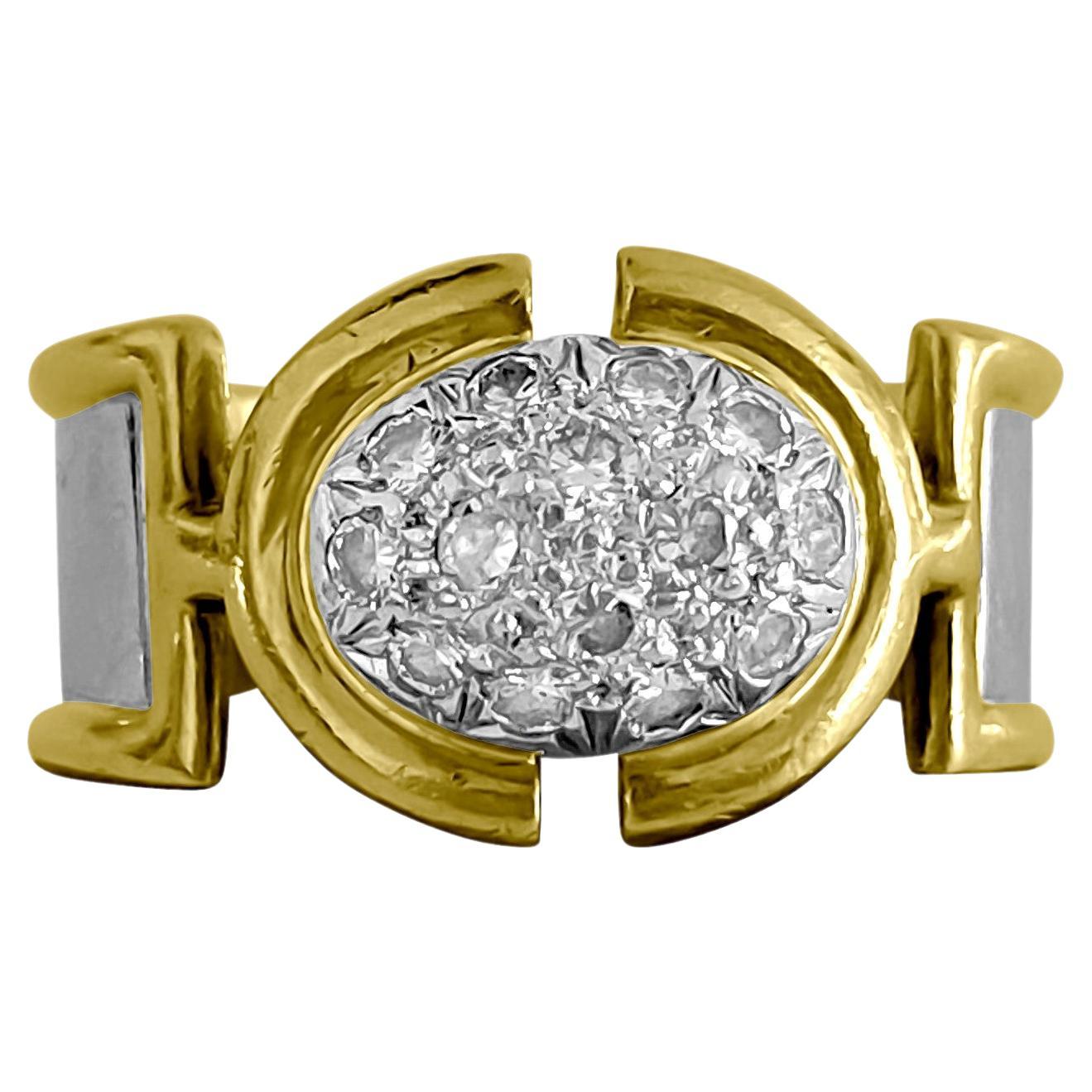 1 Carat Yellow Diamond 18 Karat Two-Tone Engagement Ring For Sale at ...