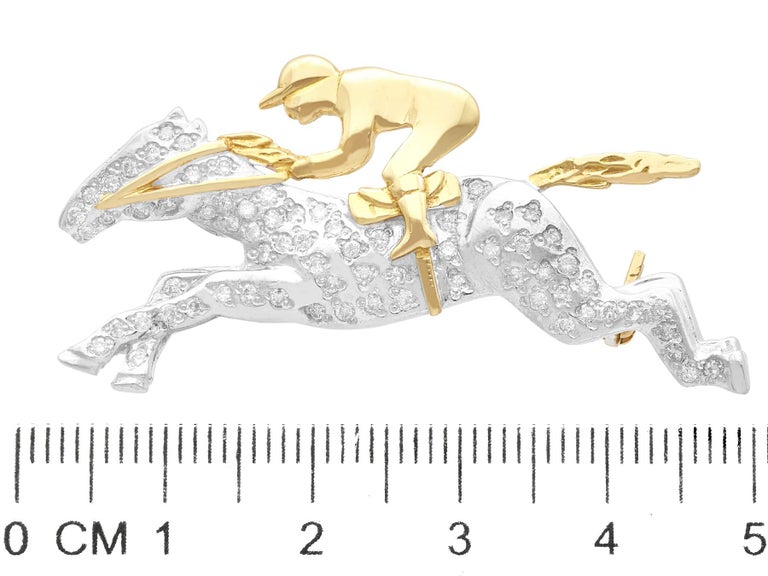 Vintage 0.82 Carat Diamond Yellow and White Gold Horse and Jockey ...